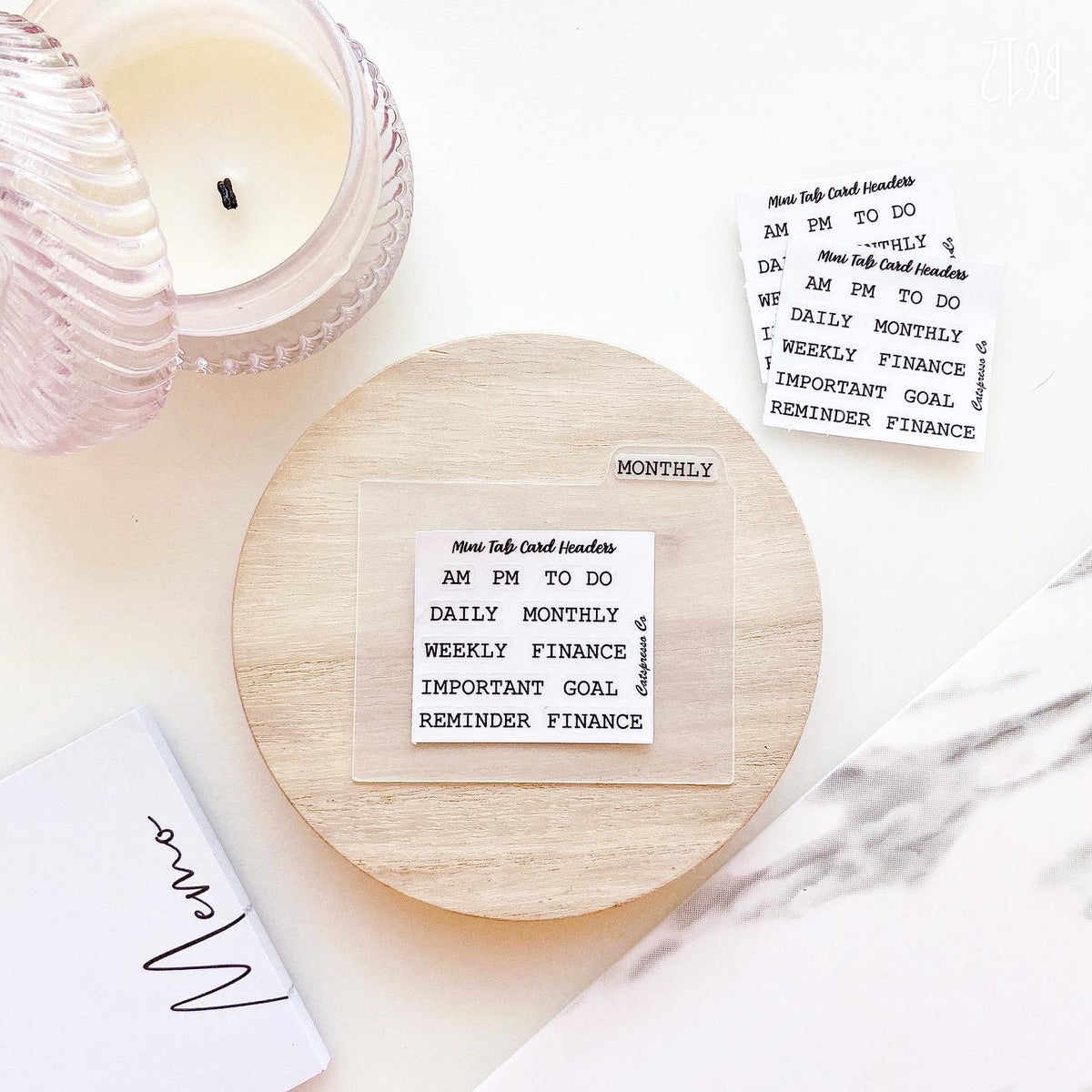 Mini Tab Card Header Sticker Sheet - Vellum sticker paper – CatspressoCo