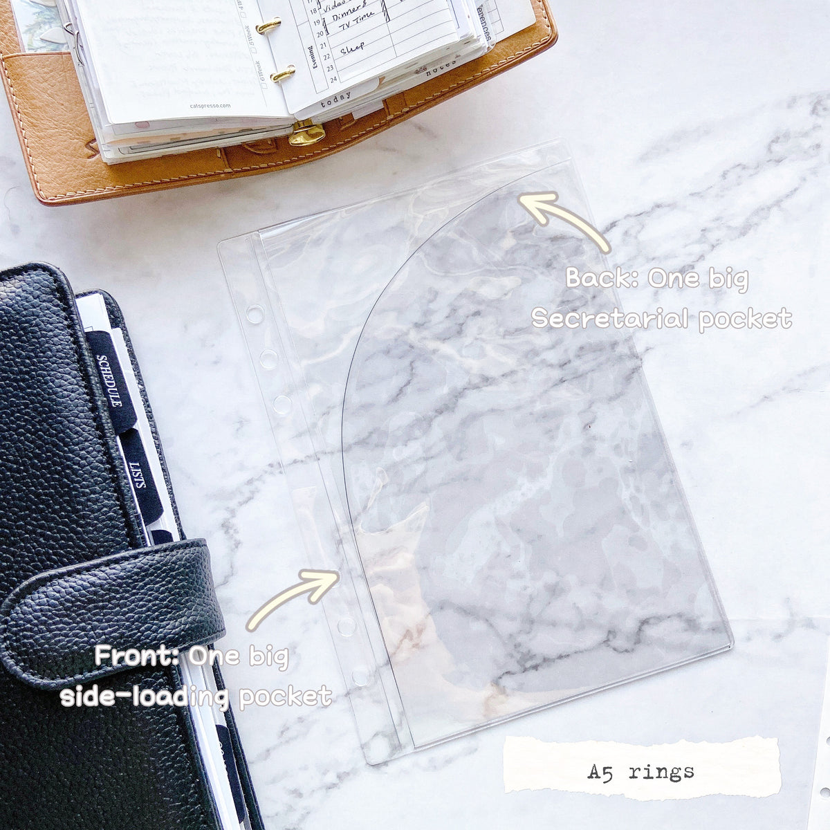 JD123 - A5 Rings - Clear Vinyl Dashboards w/ secretarial pocket ...